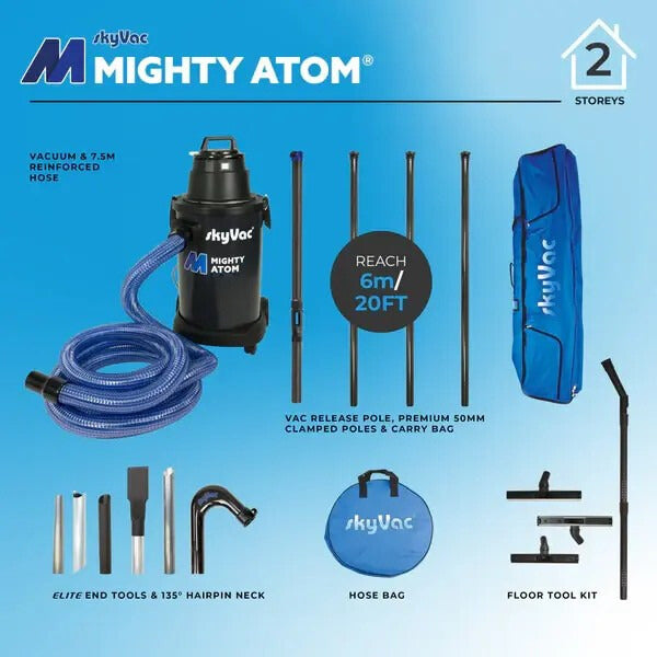 SkyVac Mighty Atom Clamped: Powerful Gutter Vacuum – Clean Direct Inc.®